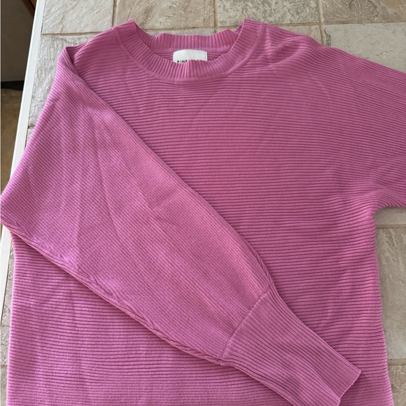Pink Rose | Sweaters | Pink Rose Crewneck Sweater In Pink With Ribbed ...